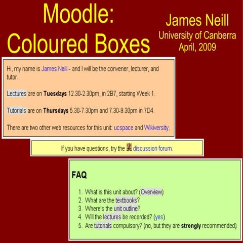 Moodle: Coloured Boxes | PPT