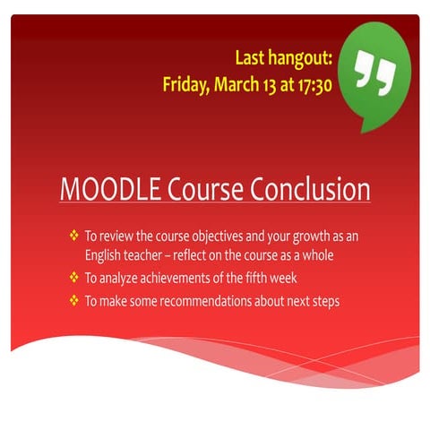 Moodle course conclusion | PPTX