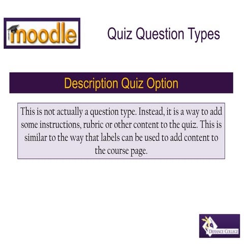 Moodle description quiz question | PPTX