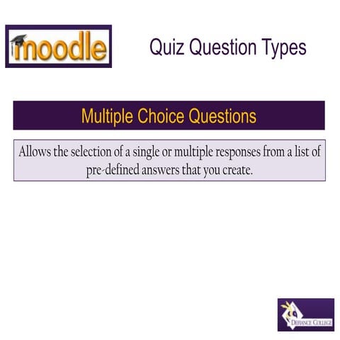 Moodle multiple choice quiz question | PPT