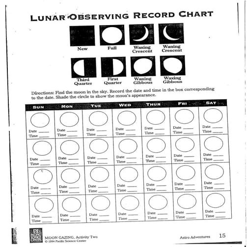Moon Chart 5th Grade | PDF