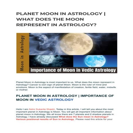 PLANET MOON IN ASTROLOGY | WHAT DOES THE MOON REPRESENT IN ASTROLOGY? | PDF