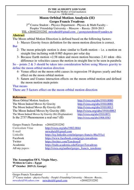 The moon orbital motion | PDF