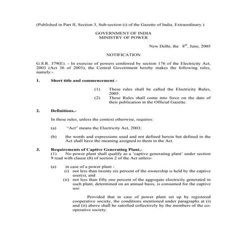 Mo p electricity rules, 2005 | PDF