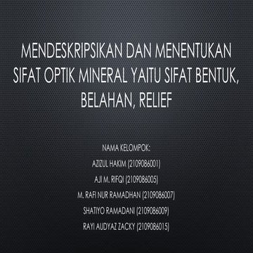mendeskripsikan dan menentukan sifat optik mineral | PPTX