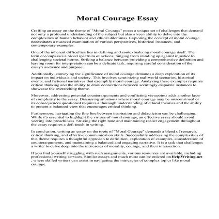Moral Courage Essay. WCUI School of Medical Imaging | PDF