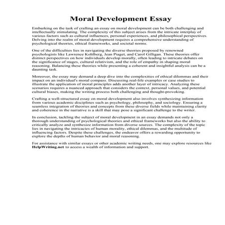 Moral Development Essay | PDF | Commodities | Economy