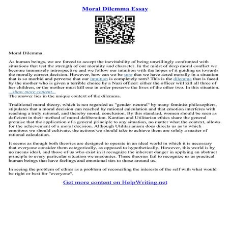Moral Dilemma Essay | PDF