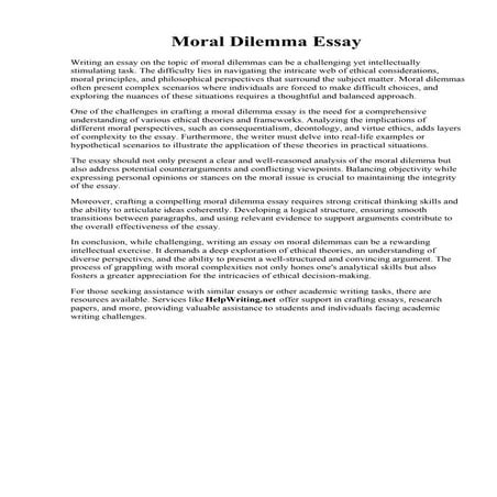 Moral Dilemma Essay | PDF