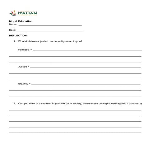 Moral Education- Reflection For Students | PDF