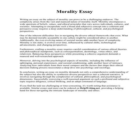 Morality Essay. West Virginia Northern Community College | PDF