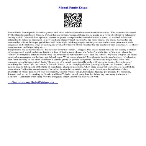 Moral Panic Essay | PDF