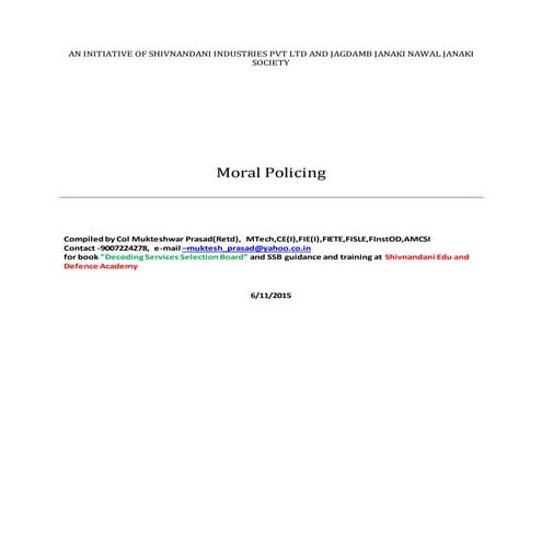 Moral Policing Ssb58 Docx