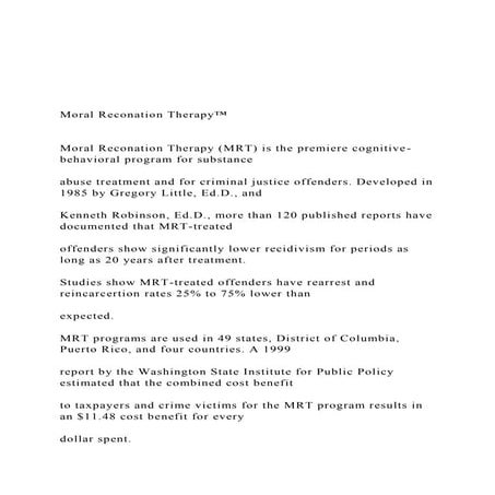 Moral Reconation Therapy™ Moral Reconation Therapy (.docx