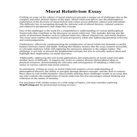 Moral Relativism Essay | PDF