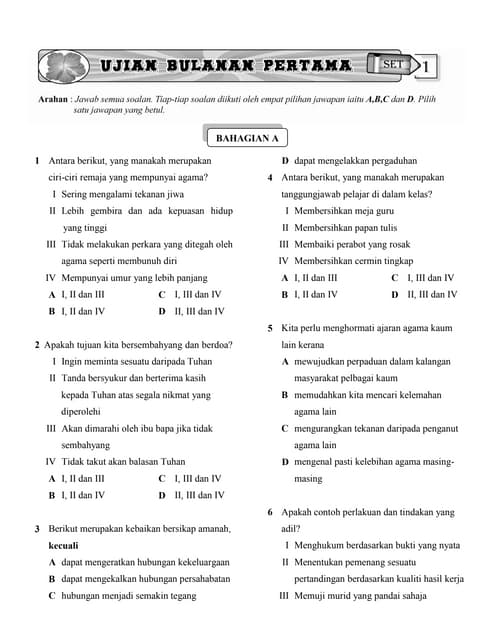 SOALAN UJIAN MAC PENDIDIKAN MORAL TINGKATAN 2 | DOCX