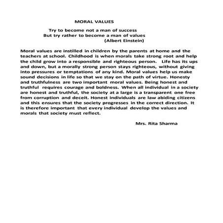 Moral values for Students | DOCX