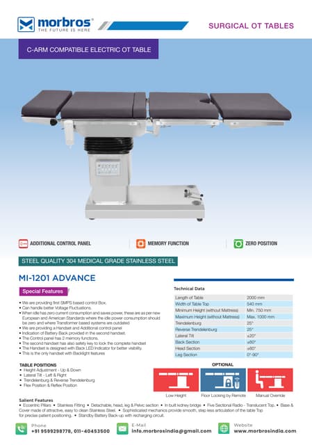 Matrix Advance Electric Operation Theatre Table | PDF Matrix Advance Electric Operation Theatre Table | PDF