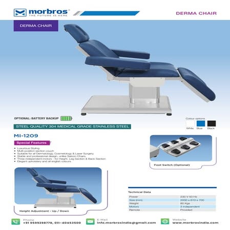 Derma Chair for Dermatology, Cosmetology & Laser Surgery. | PDF