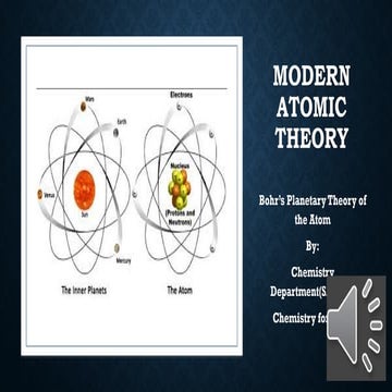 Mordern atomic theory. Bohrs Planetary theory of the Atom | PPTX