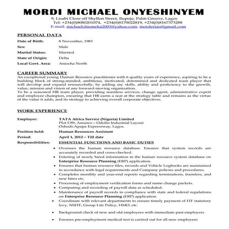 Mordi michael's cv | DOC