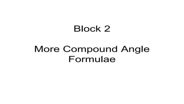 Compound Angle Identities