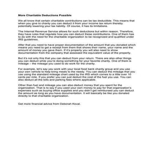 IRS Publication 526 Charitable donations | PDF