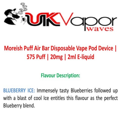Moreish Puff Air Bar Disposable Vape Pod Device | 575 Puff | 20mg | 2ml ...