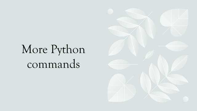 More Python Commands To Use For Beginning Programmers Ppt