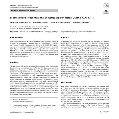More severe presentations of acute appendicitis during covid 19 | PDF