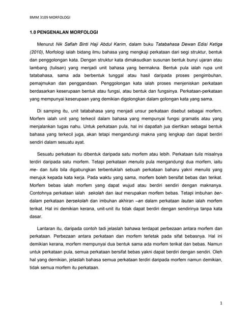Morfologi bahasa melayu | PDF