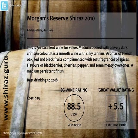 Morgan's Reserve Shiraz 2010 | PPTX | Alcoholic Beverages | Food & Drink