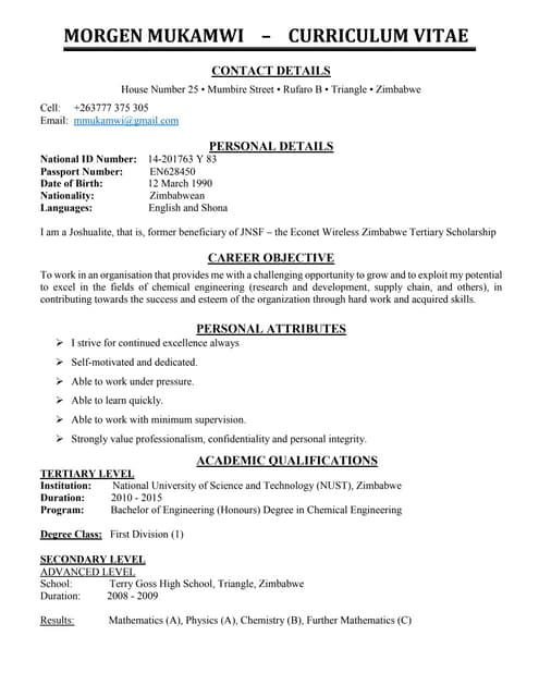 CURRICULUM VITAE. afrikaans docx | PDF