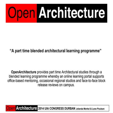A part-time blended architectural programme: OpenArchitecture as case ...