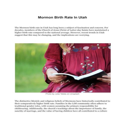 Concerning birth rate of Mormons in Utah | PDF