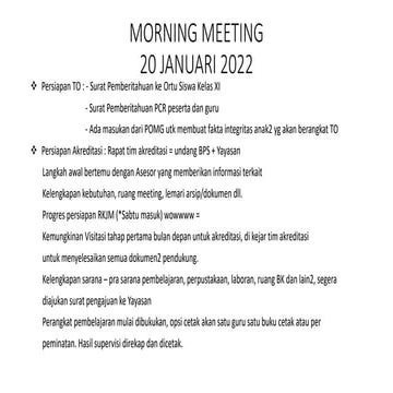 MORNING MEETING sma sekolahunggulan di tangerang | PPTX
