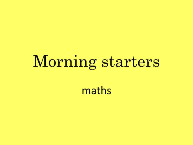 math morning starters year 1 and 2 | PPTX