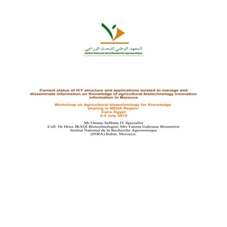 Morocco biotech presentation | DOC | Computer Software and Applications ...