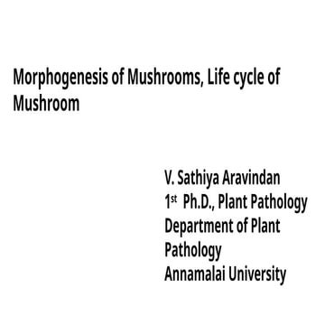 Morphogenesis of Mushroom and enzymes involved in morphogensis | PPTX