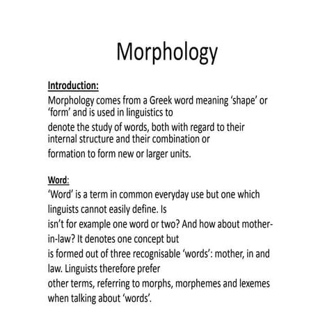 Morphology Definition SOLUTION: Chapter 4 Productivity In Word