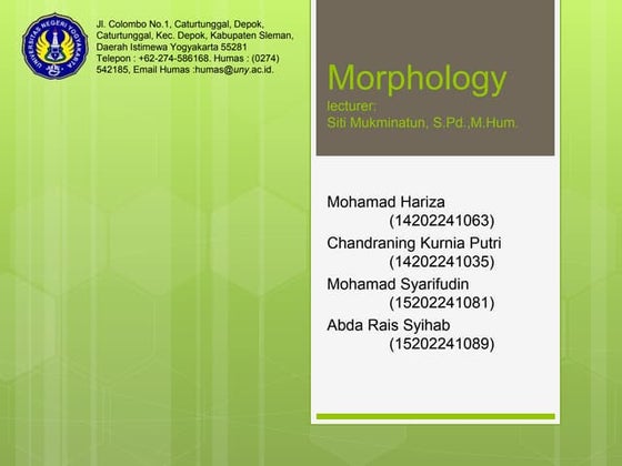 Morphology (Linguistics) | PPTX | Geology | Science