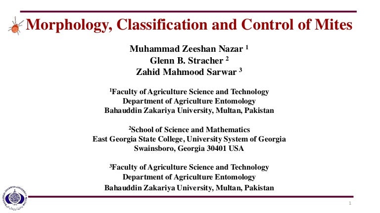 Morphology, Classification and Control of Mites