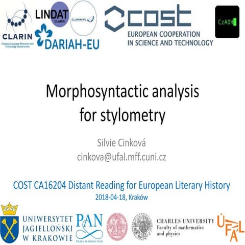 Morphosyntactic analysis for stylometry | PPTX