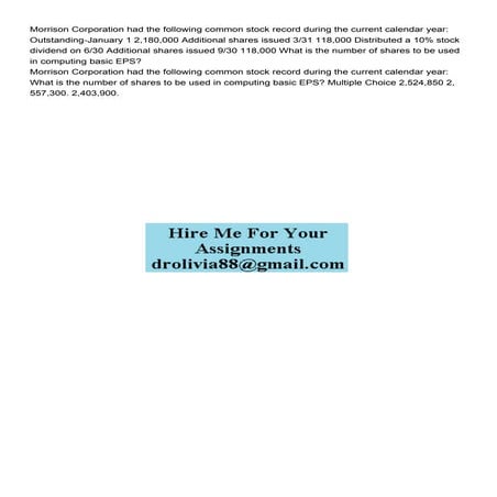 Morrison Corporation had the following common stock record d.pdf