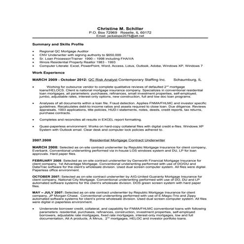 Mortgage Resume 2012 Online | DOC