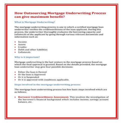 How Outsourcing Mortgage Underwriting Process Can Give Maximum Benefit ...