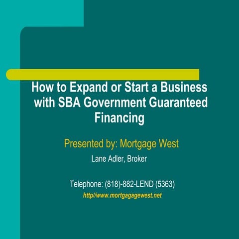 Small Business Financing & SBA Loans | PDF | Home Financing | Personal Debt