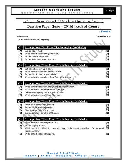 Linux Administration (Revised Syllabus) [QP / May - 2016] | PDF | Operating Systems | Computer ...