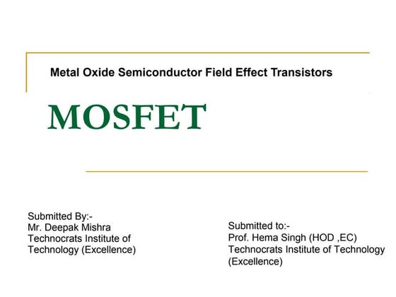 MOS as Diode, Switch and Active Resistor | PPT