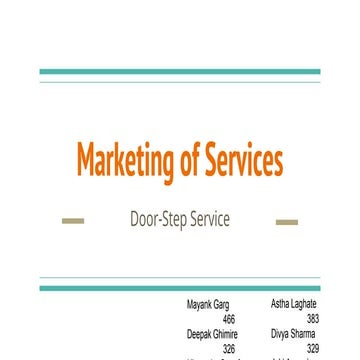 marketing of services of door step service | PPT